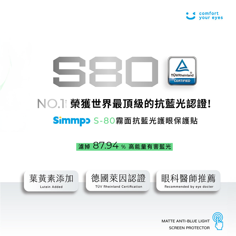 Simmpo S80 霧面抗藍光護眼保護貼 – 魚骨牌 SwitchEasy 台灣官方網站